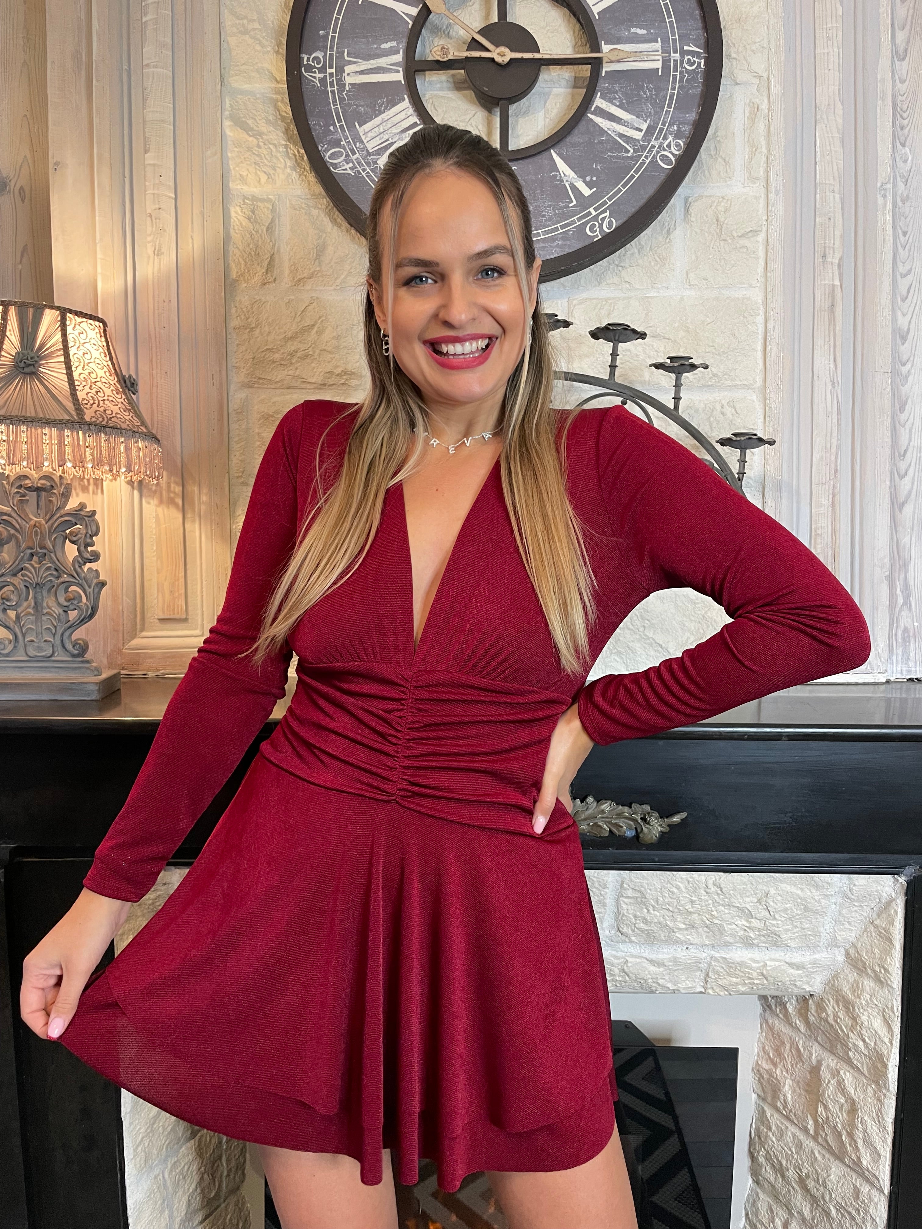 Robe short Texane bordeaux – Mareva Collection
